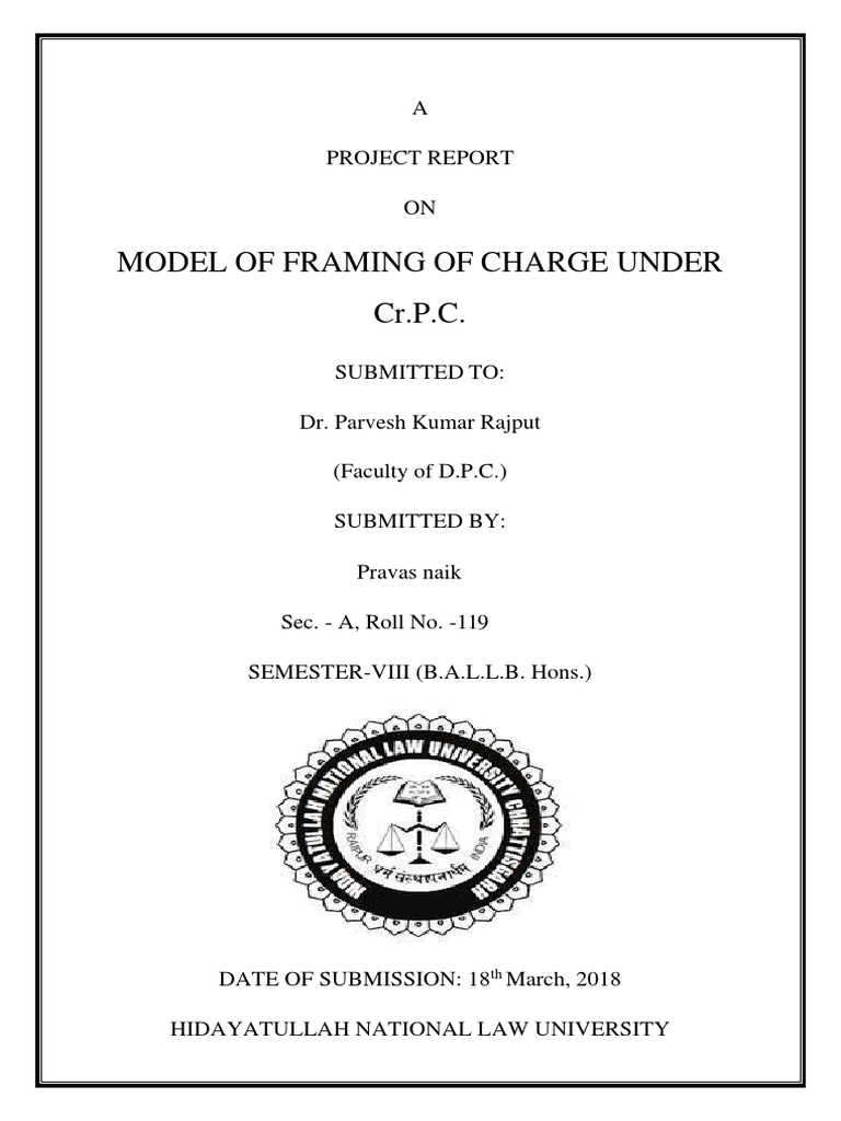 Model of Framing of Charge Under CR.P.C.: A Project Report ON ...