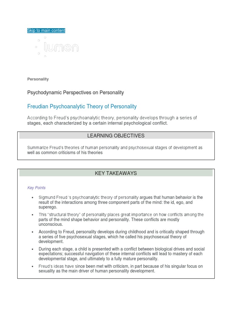 Boundless Psychology: Freudian Psychoanalytic Theory of Personality ...