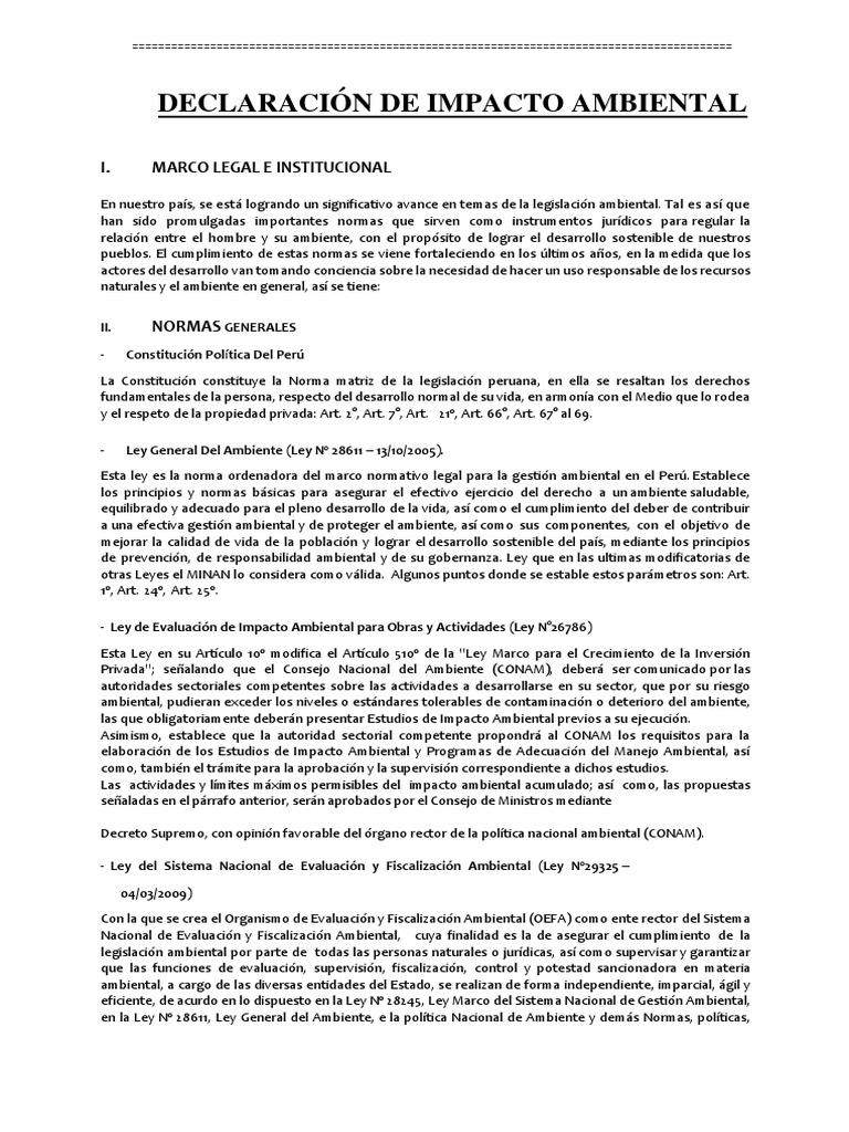 Declaración de Impacto Ambiental | PDF | La contaminación del aire ...