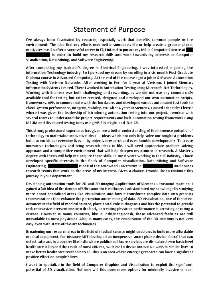 Statement of Purpose | Download Free PDF | Visualization (Graphics ...