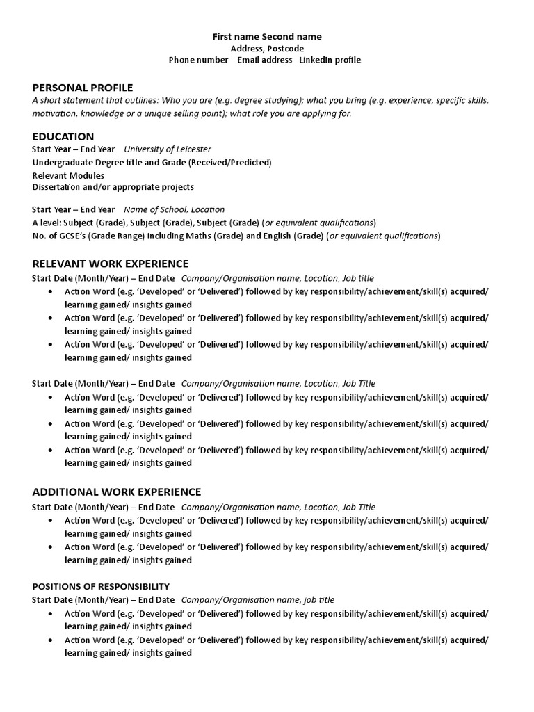 Personal Profile: First Name Second Name | PDF