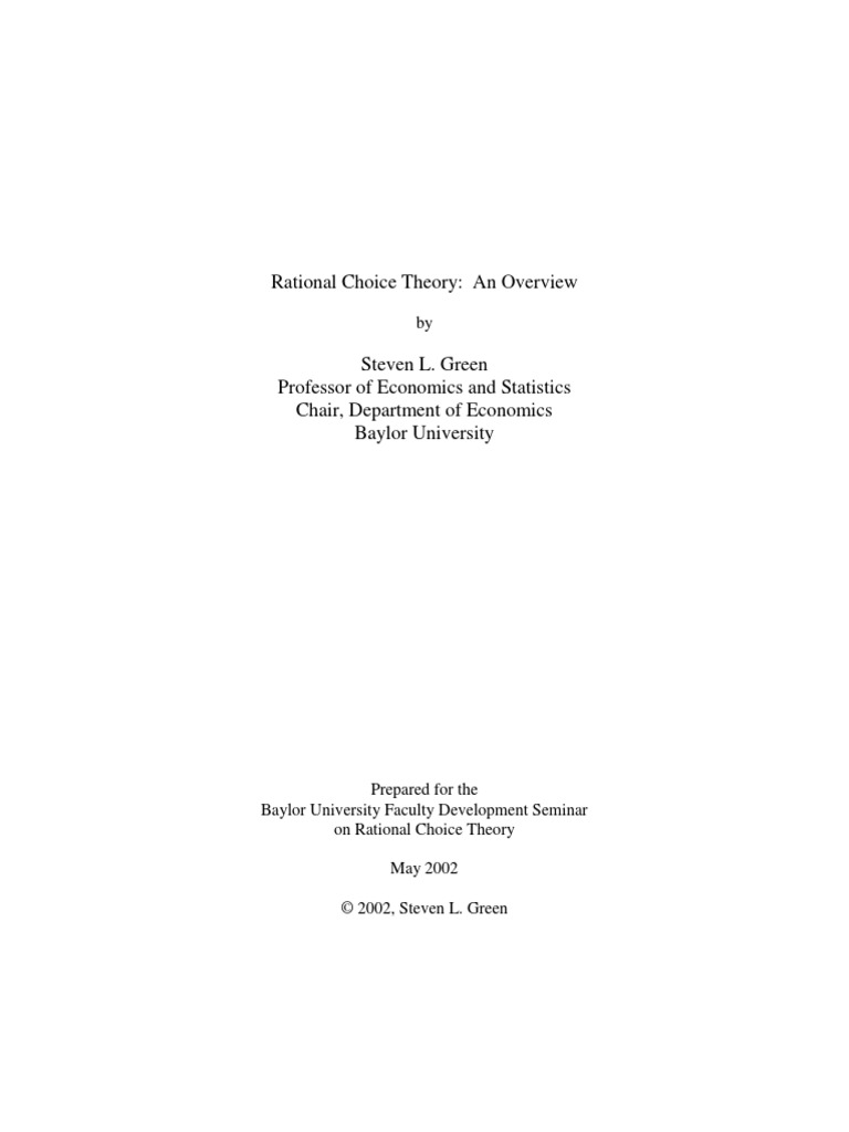Rational Choice Theory | PDF | Utility | Economic Equilibrium