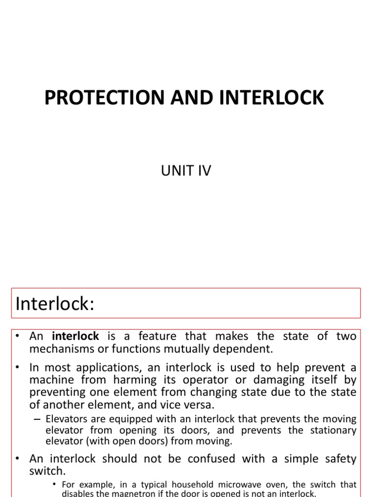UNIT - IV - Protection and Interlock | PDF | Relay | Electrical Components