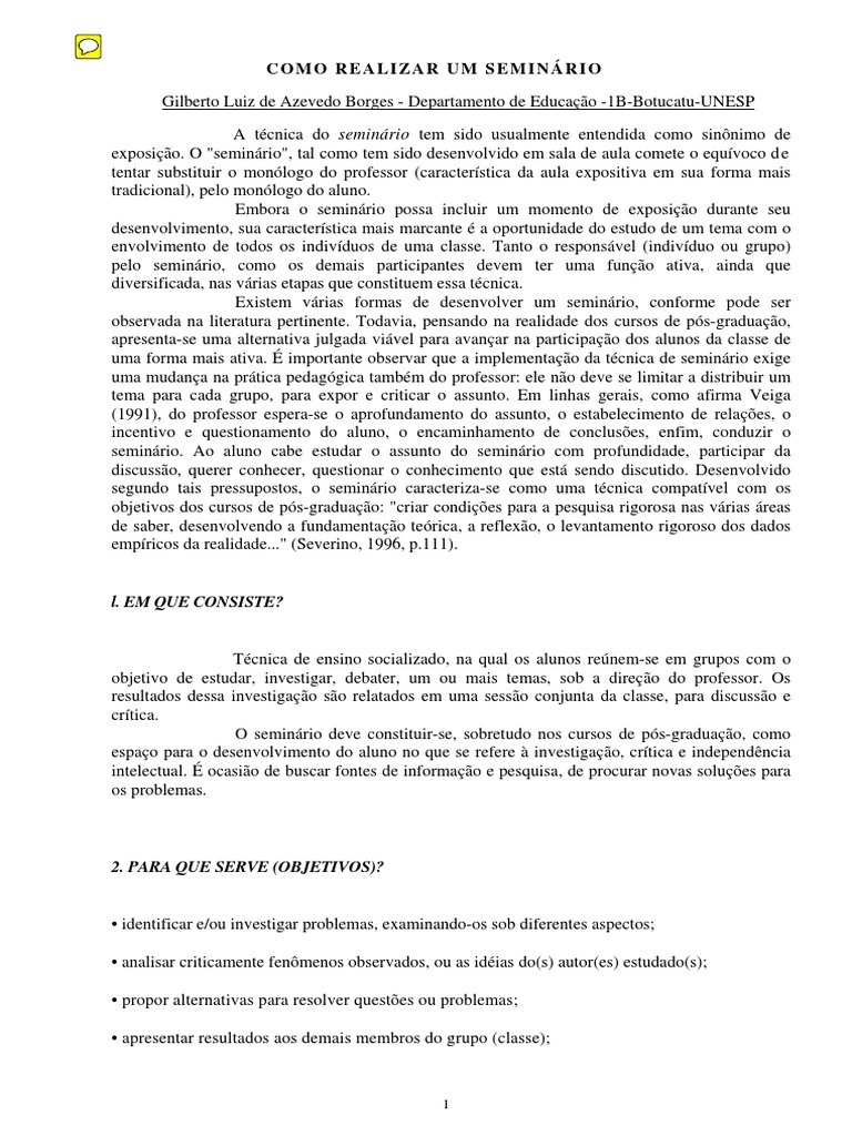 Como realizar seminários de maneira efetiva nos cursos de pós-graduação ...