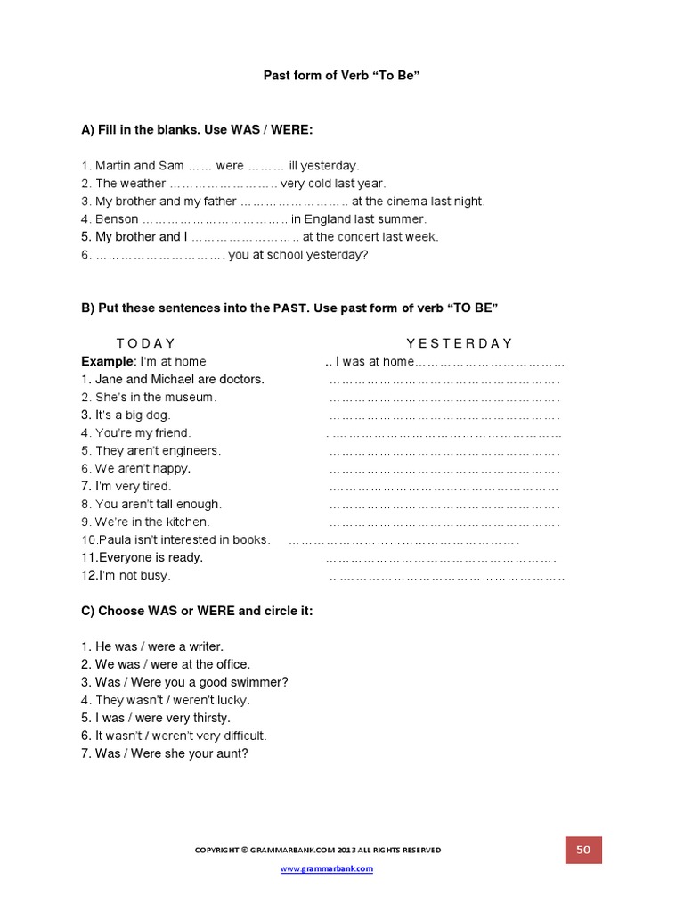 Grammar Exercises A1 | PDF