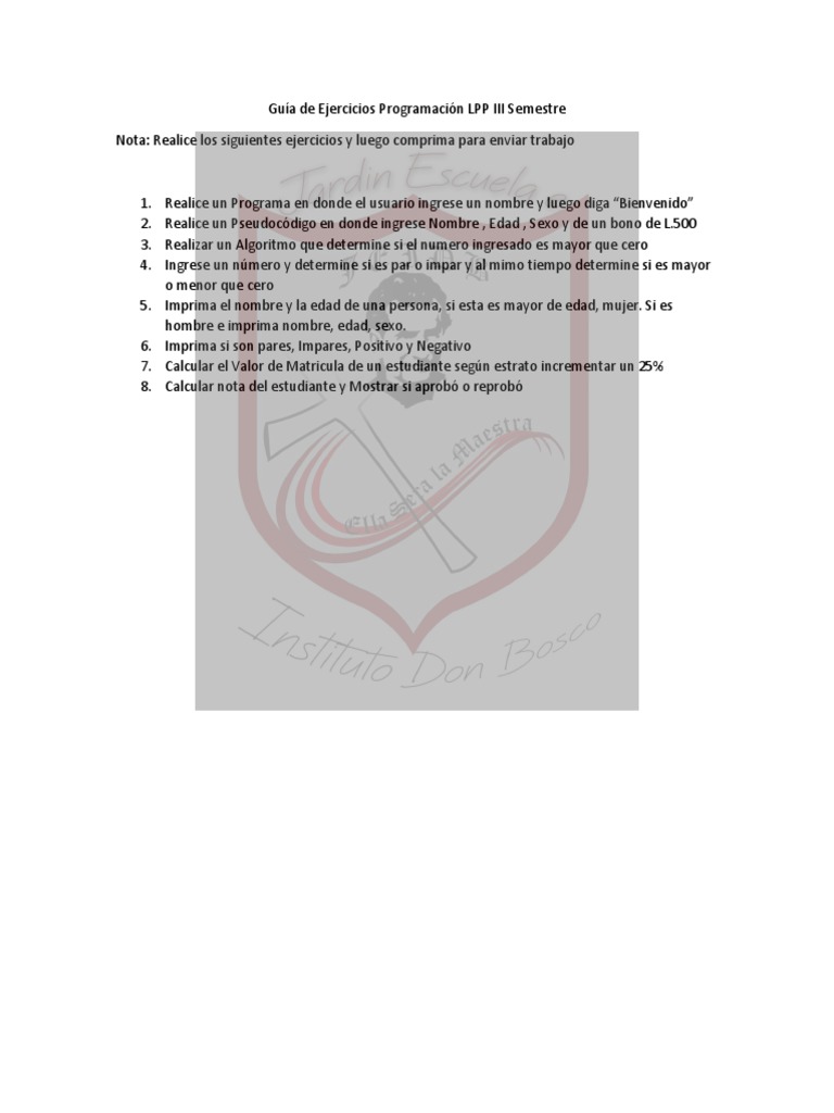 Ejercicios de Programación LPP III Semestre | PDF | Negocios | Ciencias sociales