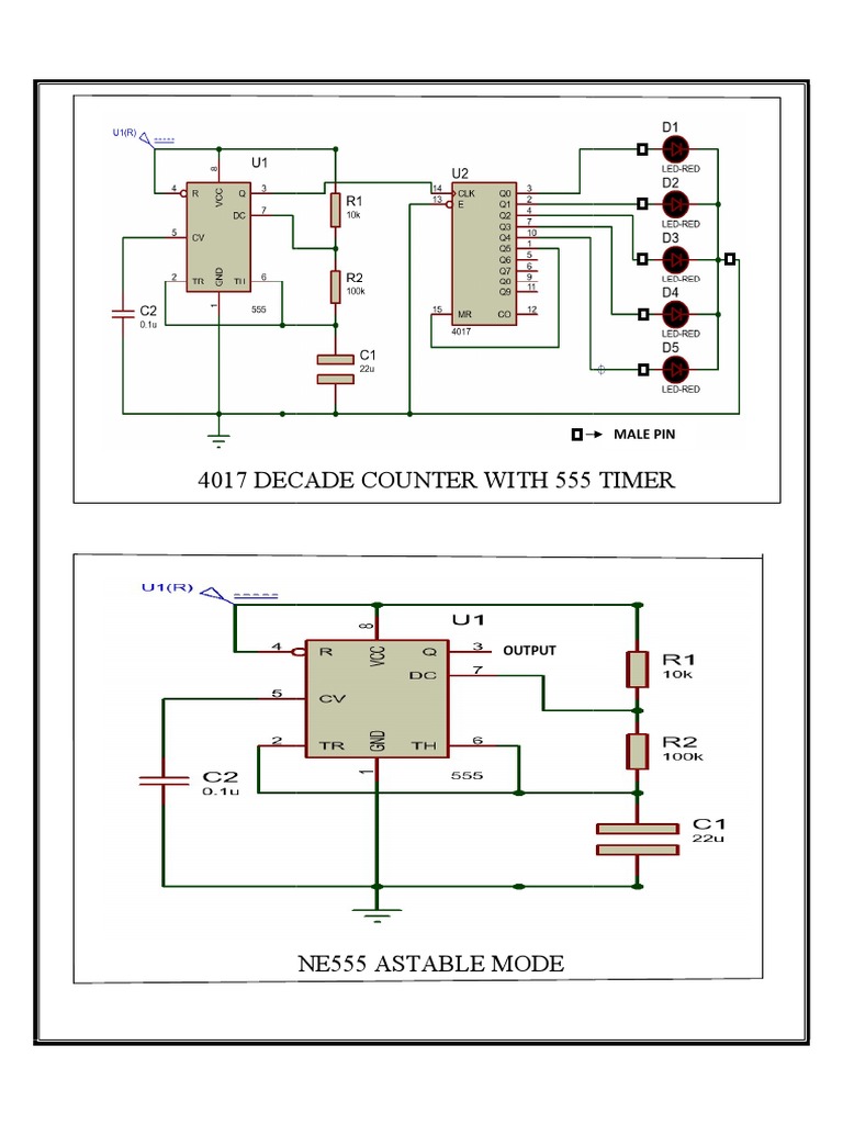 4017 DECADE 4017 Decade Counter With 555 555 TIMER: Male Pin | PDF ...