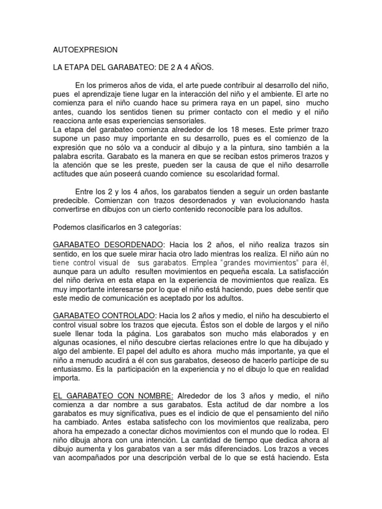 Etapas Del Garabateo | PDF | Dibujo | Hora