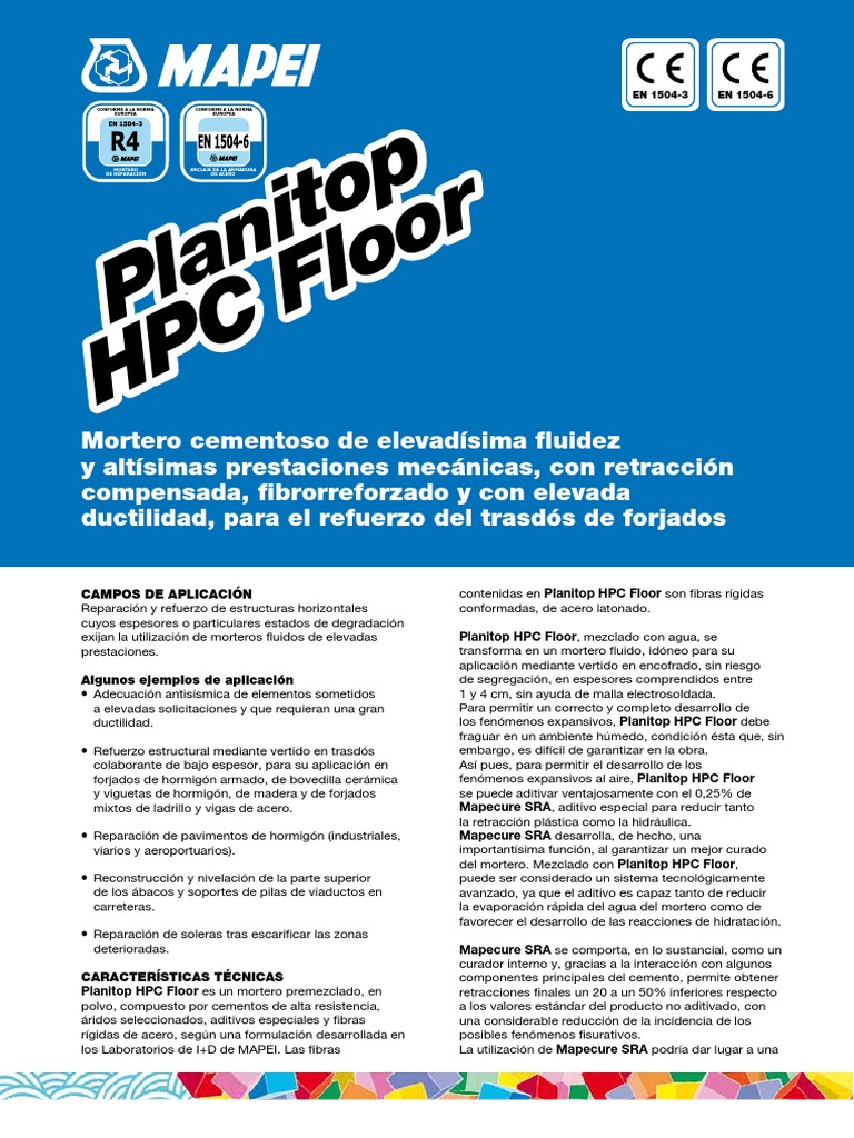 Ficha Tecnica Planitop HPC Floorpdf 1516032797 | PDF | Hormigón | Cemento