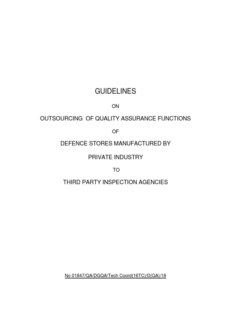 Guidelines: Outsourcing of Quality Assurance Functions | PDF | Audit ...