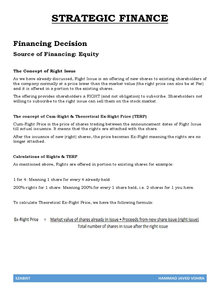 Right Issue & TERP Explained | PDF | Stock Market | Stocks