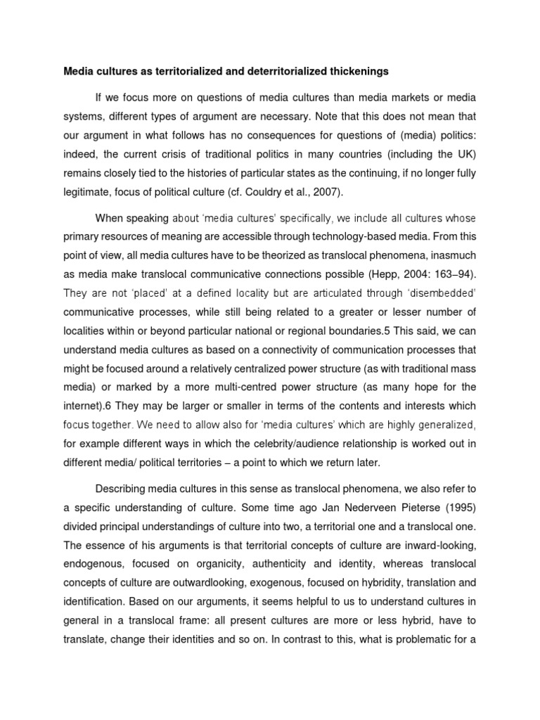 Navigating Territorialization and Deterritorialization: A Transcultural ...