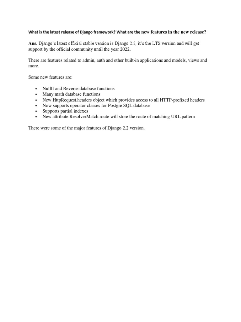 New Features in The New Release? Ans. Django's Latest Official Stable ...