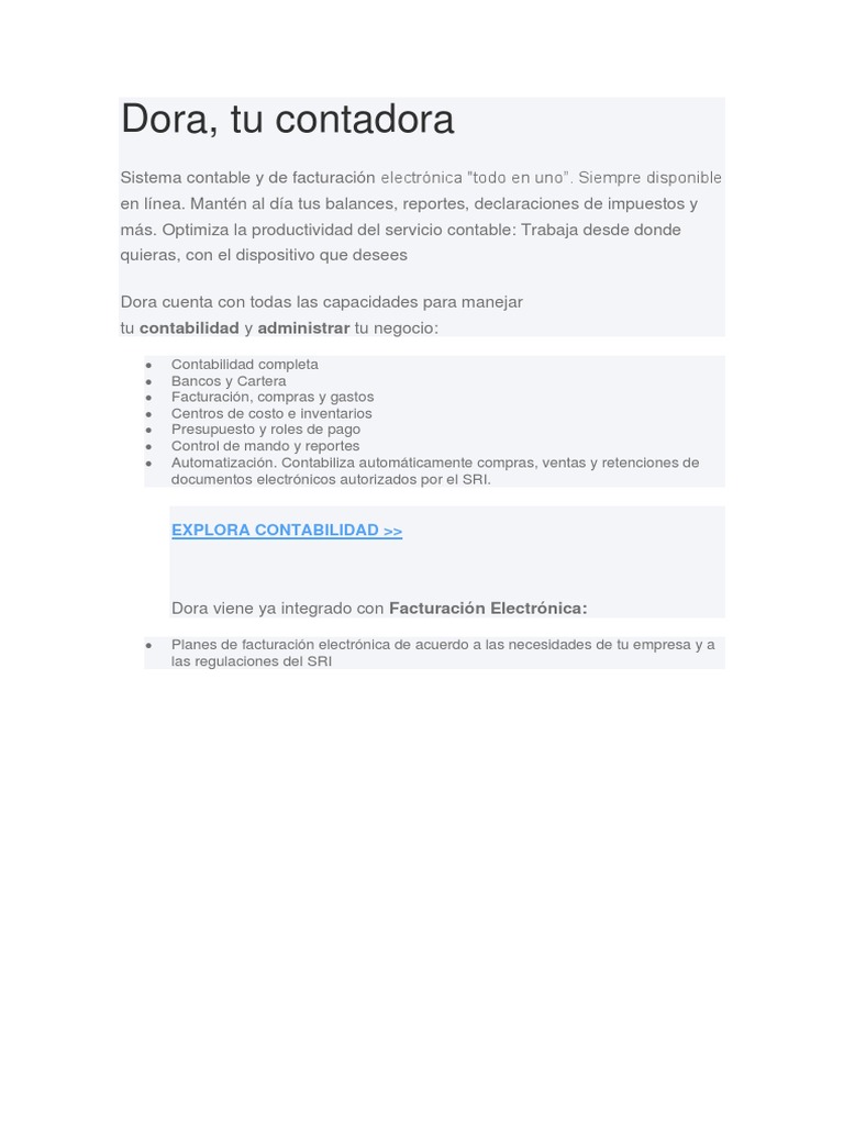 Dora, Tu Contadora) PDF | PDF