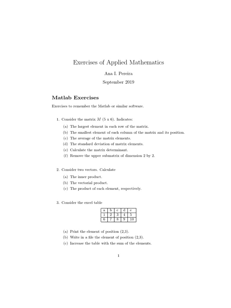 Exercises of Applied Mathematics | PDF