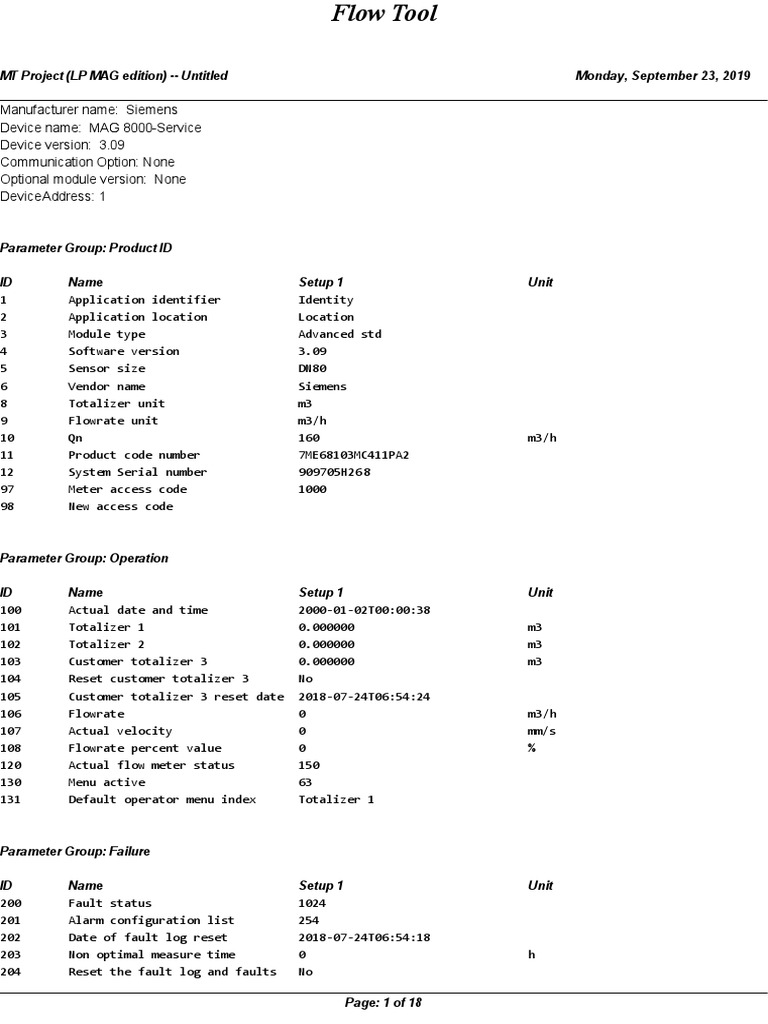 Flow Tool Siemens MAG 8000 | PDF | Frequency | Electrical Engineering