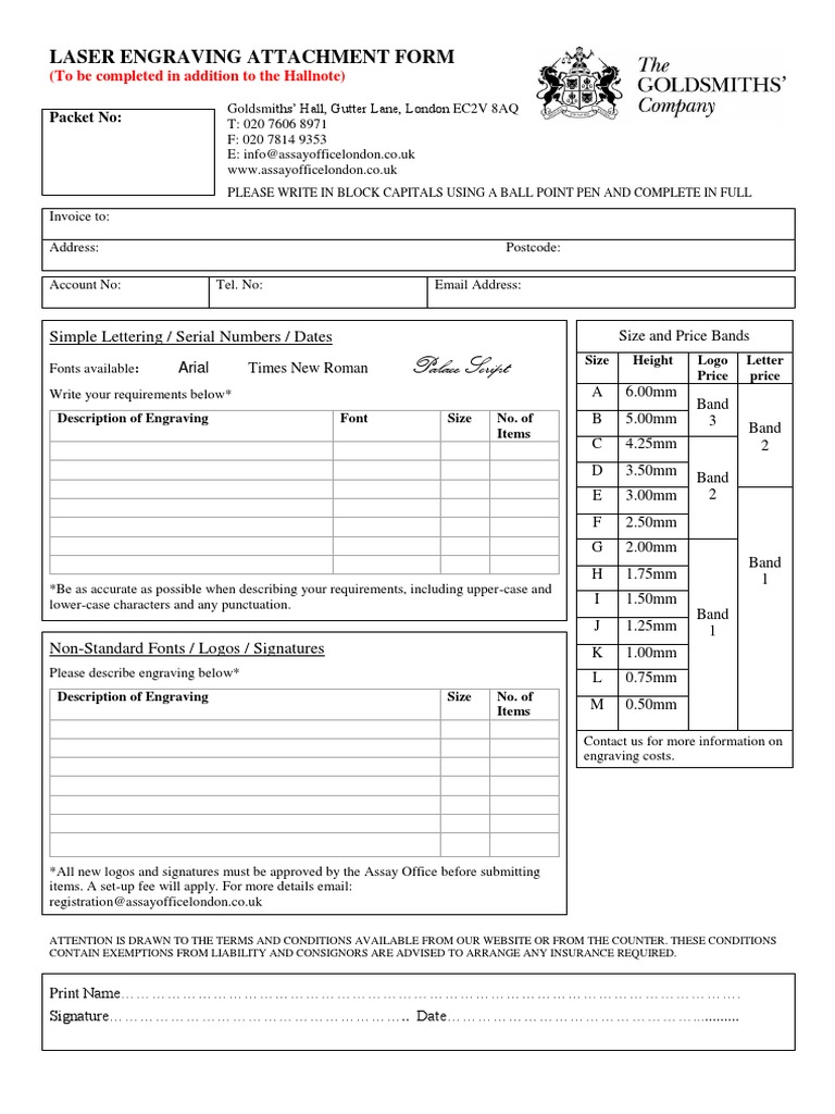 Palace Script: Laser Engraving Attachment Form | PDF | Letter Case ...