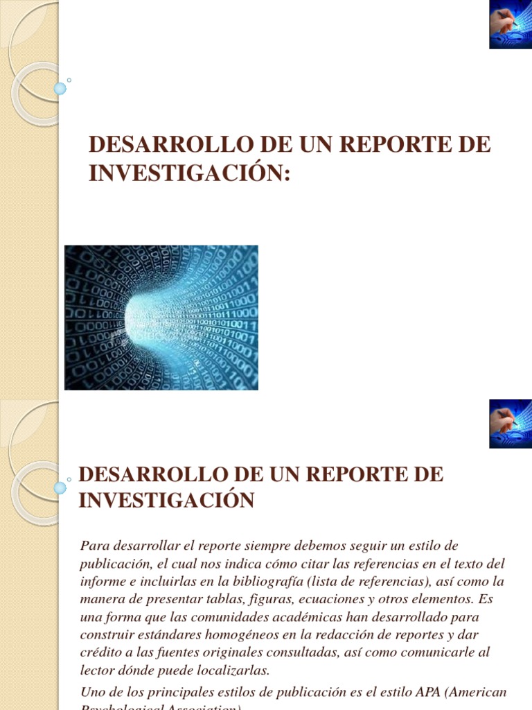 Desarrollo de Un Reporte de Investigación | PDF | Estilo apa | Academia