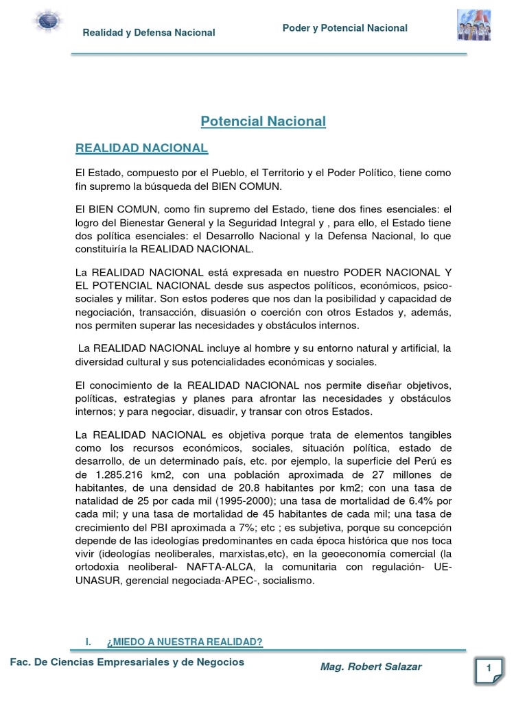 Semana 3-4 - Poder y Potencial Nacional | PDF | Geopolítica | Perú