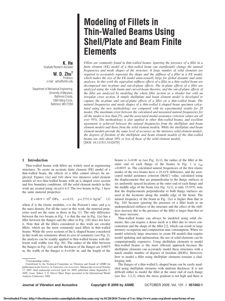 Modeling of Fillets in Thin-Walled Beams Using Shell/Plate and Beam ...