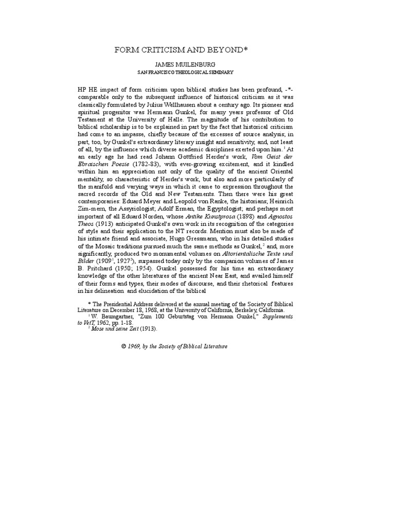 Form Criticism | Download Free PDF | Biblical Criticism | Bible