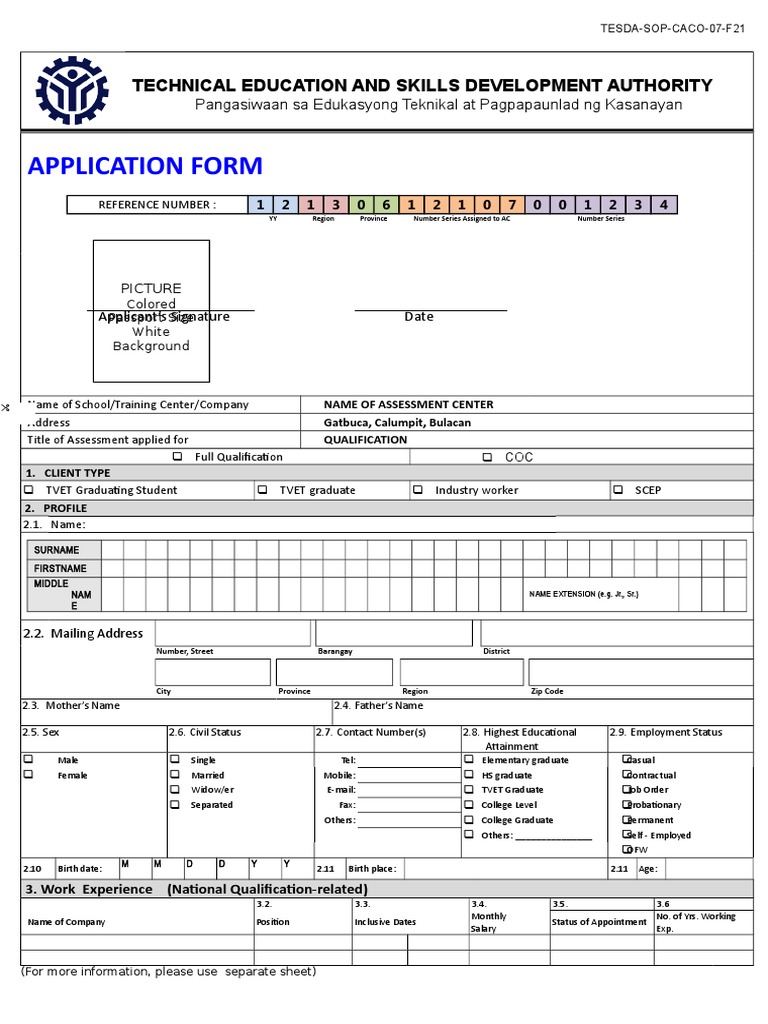 TESDA SOP for Competency Assessment Application | PDF | Business