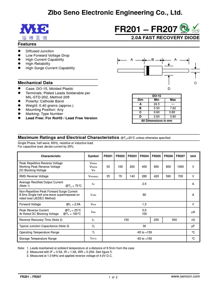 FR201 - FR207: Z Ibo Seno Electronic Engineering Co., LTD | PDF ...