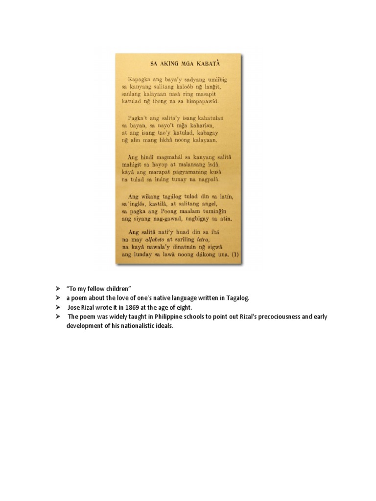 Rizal 2 First Poems | PDF