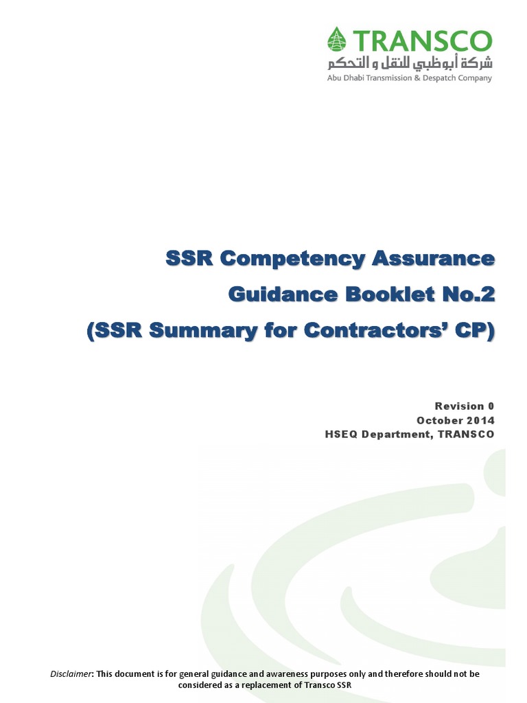 SSR Competency Assurance Guidance | PDF | Personal Protective Equipment ...