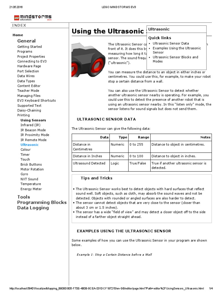 Ultrasonic Sensor Guide for EV3 | PDF | Ultrasound | Electrical Engineering
