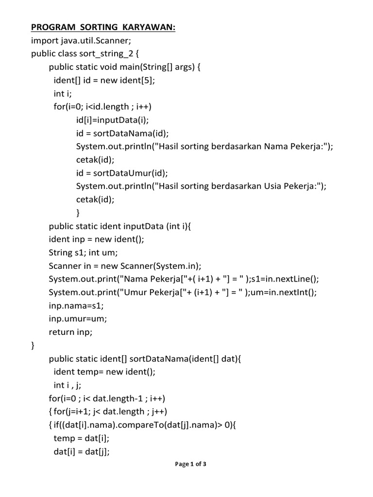 Program Sorting Karyawan-1 | PDF