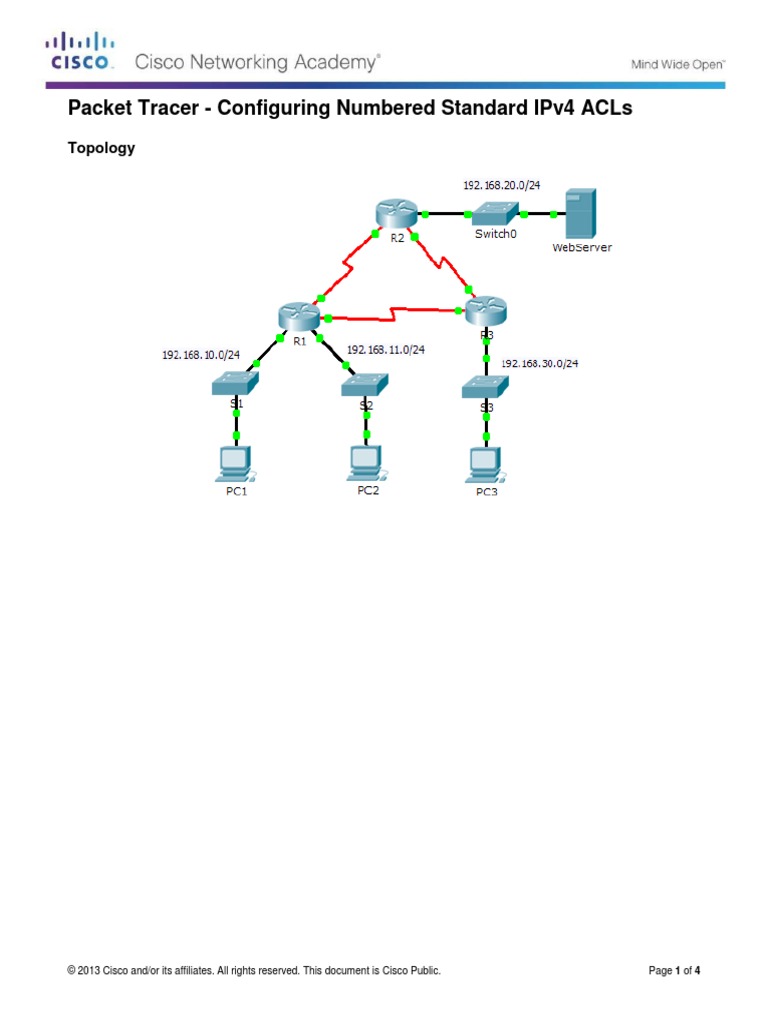 Configuring Numbered Standard Ipv4 Acls Pdf Router Computing Networks