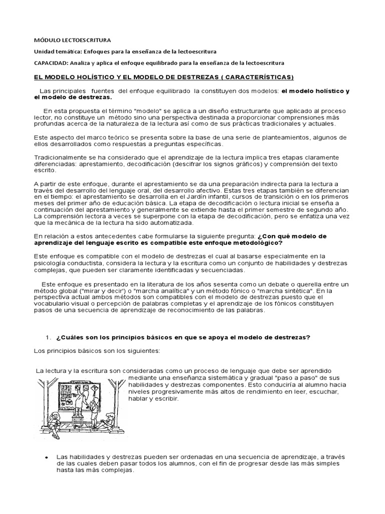 Modelo Holistico y de Destreza | PDF | Escritura | Aprendizaje