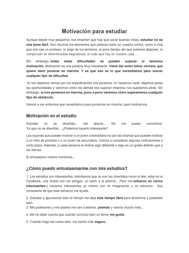 Motivación para Estudiar | PDF