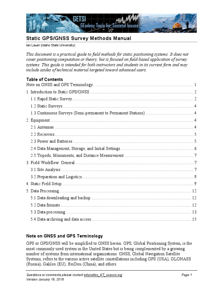 Static GPS/GNSS Survey Methods Guide | PDF | Surveying | Global ...