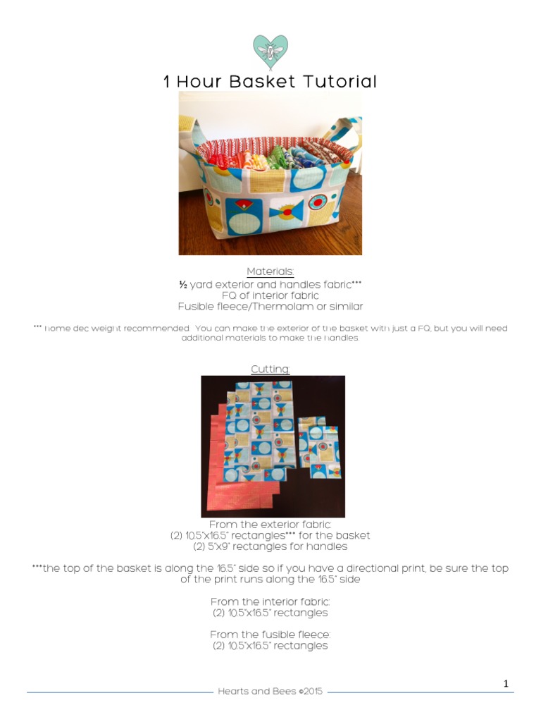 1 Hour Basket Tutorial | PDF | Seam (Sewing) | Sewing