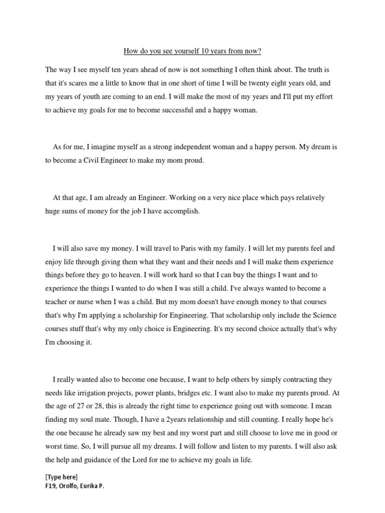 How Do You See Yourself 10 Years From Now? | PDF