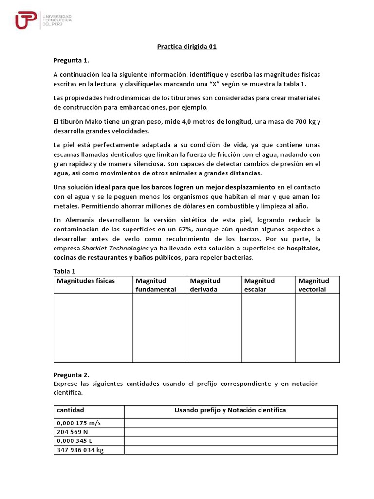 Practica Dirigida 01 | PDF | Fuerza | Ecuaciones