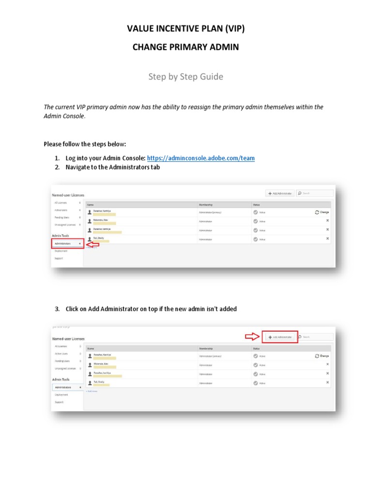 VIP Change Primary Admin StepbyStepGuide | PDF