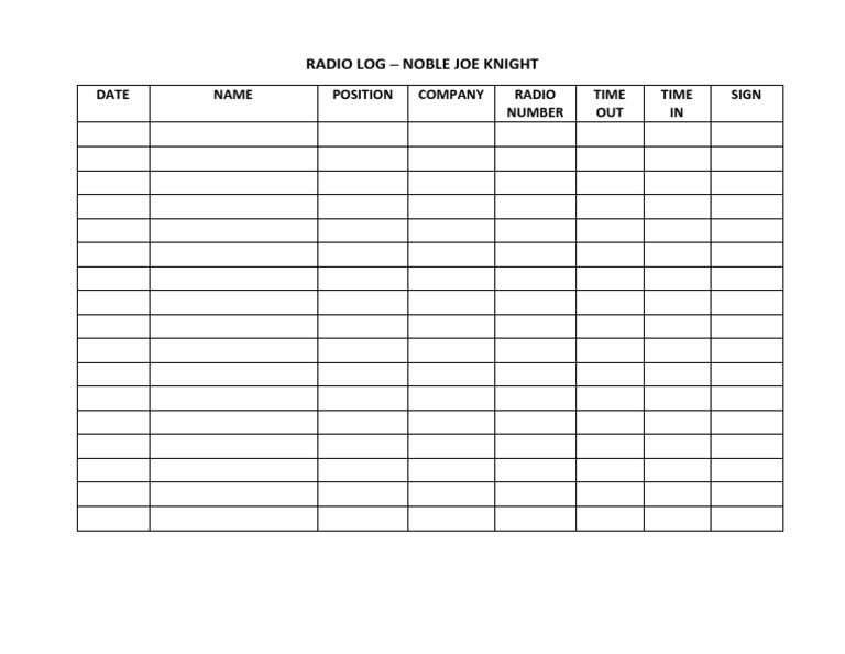 Radio Log Sheet | PDF