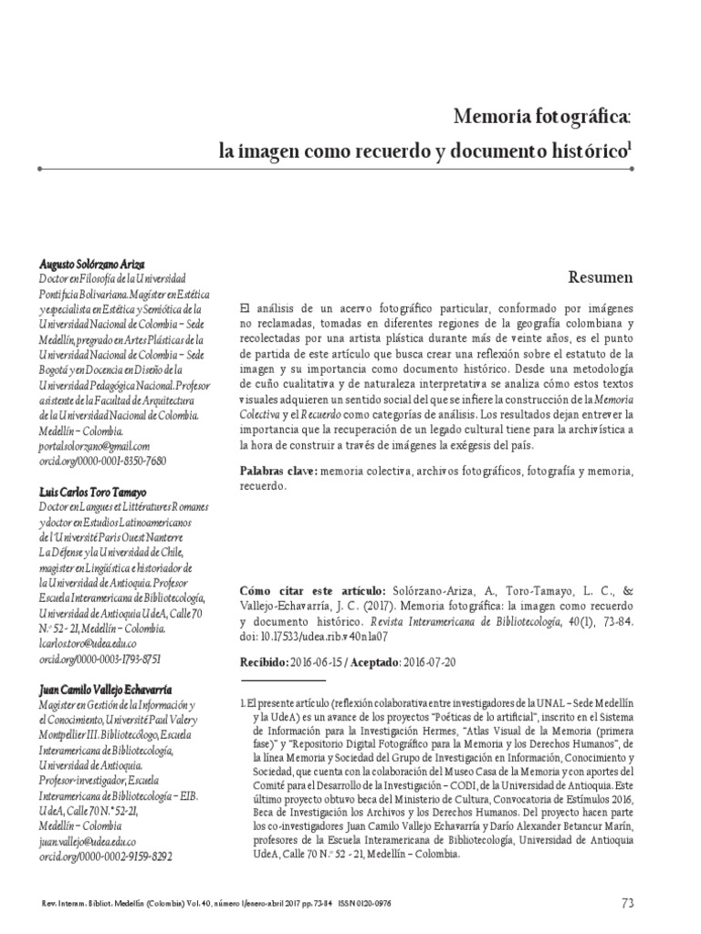 Memoria Fotografica La Imagen Como Recuerdo07 PDF | PDF | Memoria | Realidad