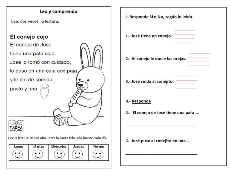 Leo y Comprendo El Conejo Cojo | PDF