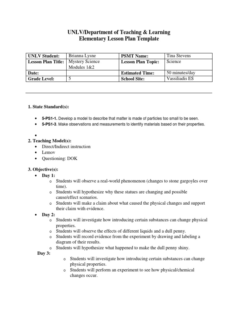 Mystery Science: Chemical Magic Lessons | PDF | Experiment | Matter
