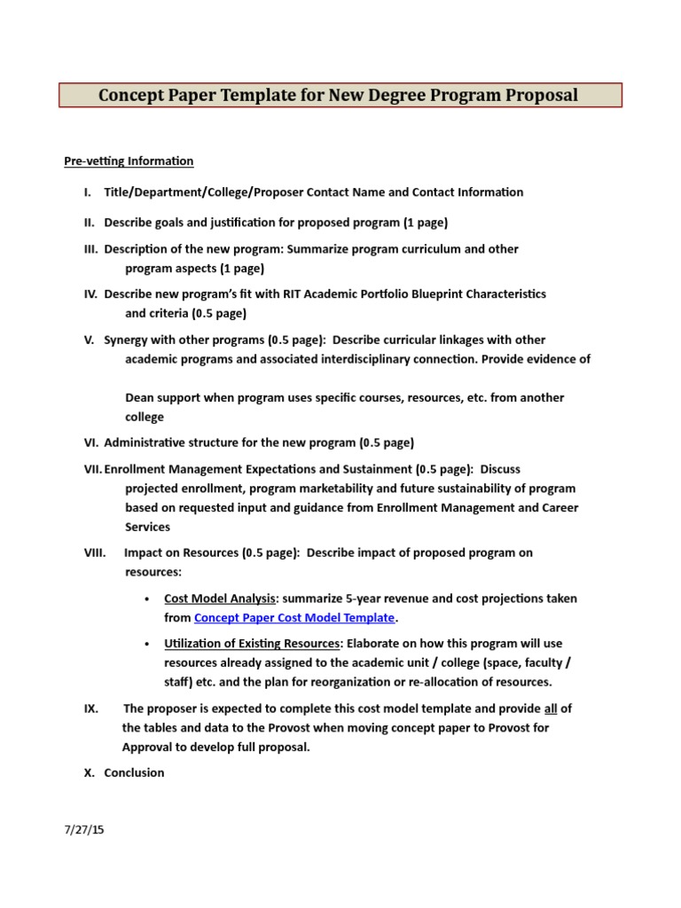 Concept Paper Template For New Degree Program Proposal | PDF | Curriculum | Cognition