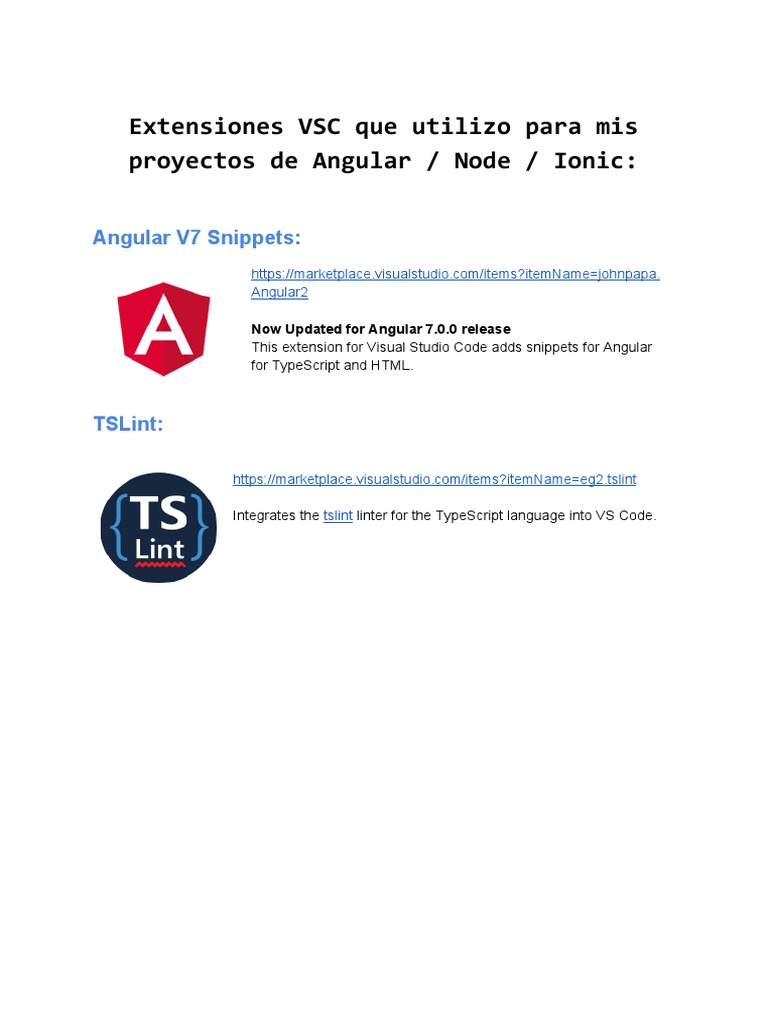 Essential VSC Extensions for Angular 7 | PDF | Computers