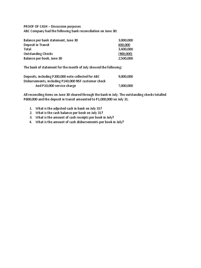 Proof of Cash | PDF
