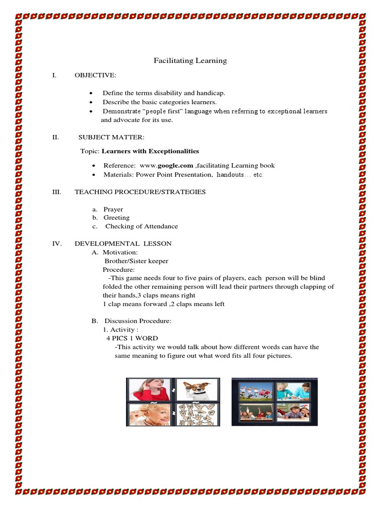 Lesson Plan | PDF | Intellectual Disability | Disability