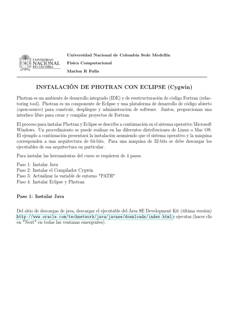 Pasos para INSTALACION-ECLIPSE-PHOTRAN-CYGWIN PDF | PDF | Entorno de ...
