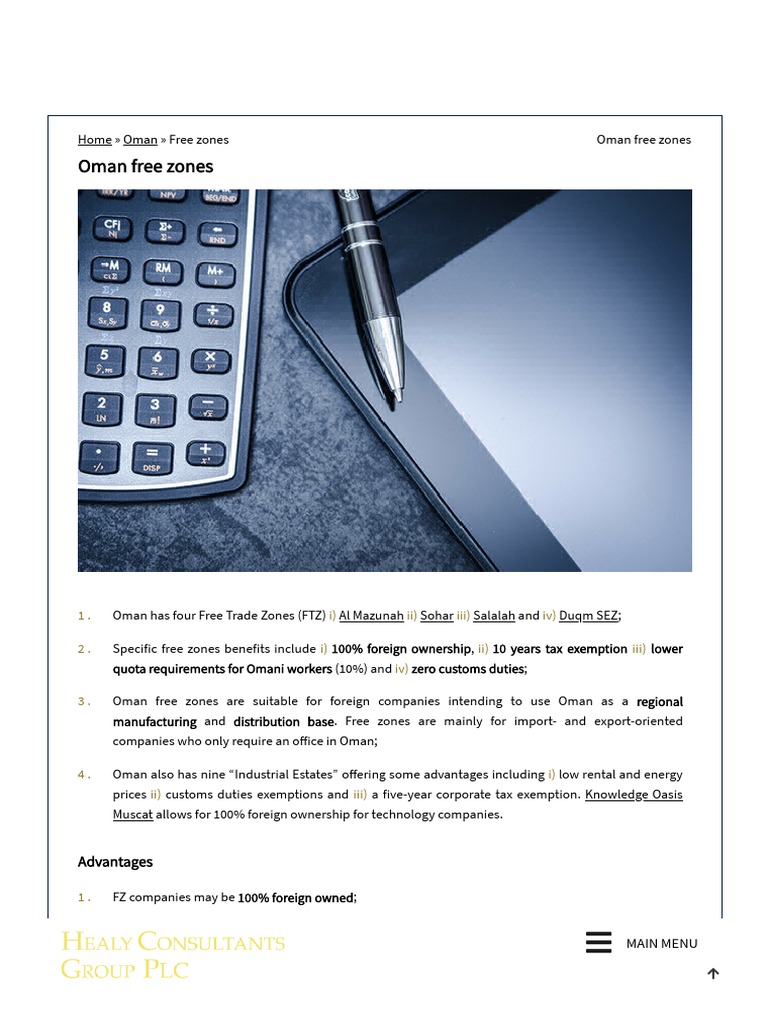 Oman Industrial Free Trade Zones | PDF | Oman | Taxes