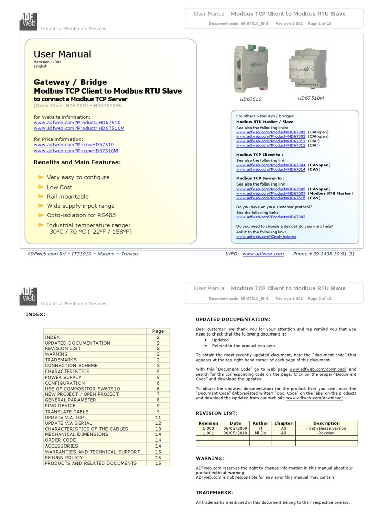 Modbus Tcp Client Rtu Slave Mn67510 Eng Pdf Network Architecture